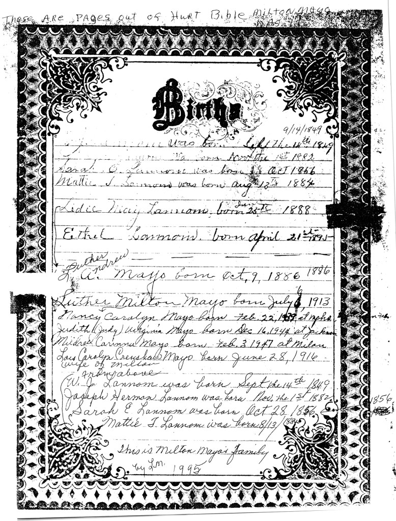 Hurt Family Bible – KarenFurst.com