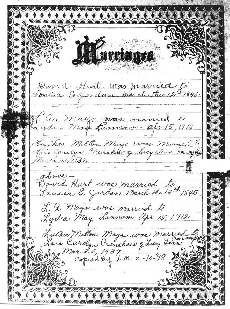 Hurt Family Bible – KarenFurst.com